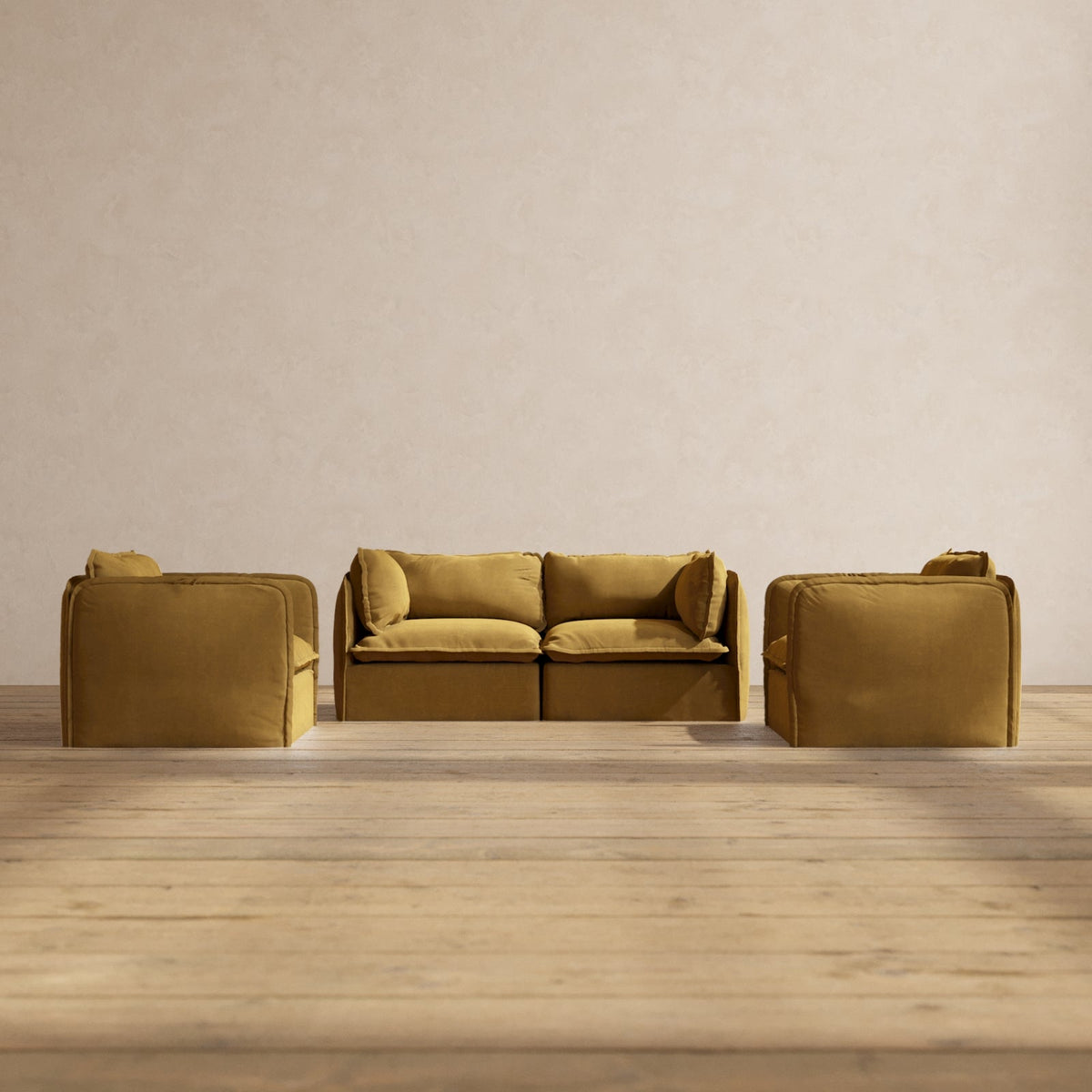 Modular Performance 2-Seater Sofa + Armchair Set in Toffee | Relaxed B – Anabei