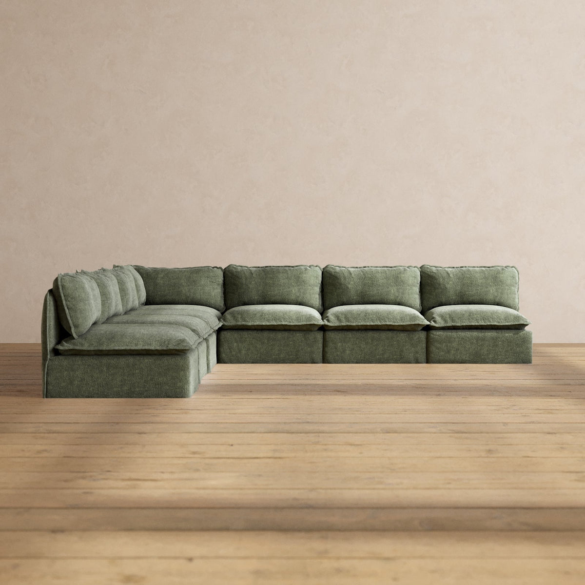 Modular Performance 7-Seater Open-Ends Corner Sectional in Willow | De – Anabei