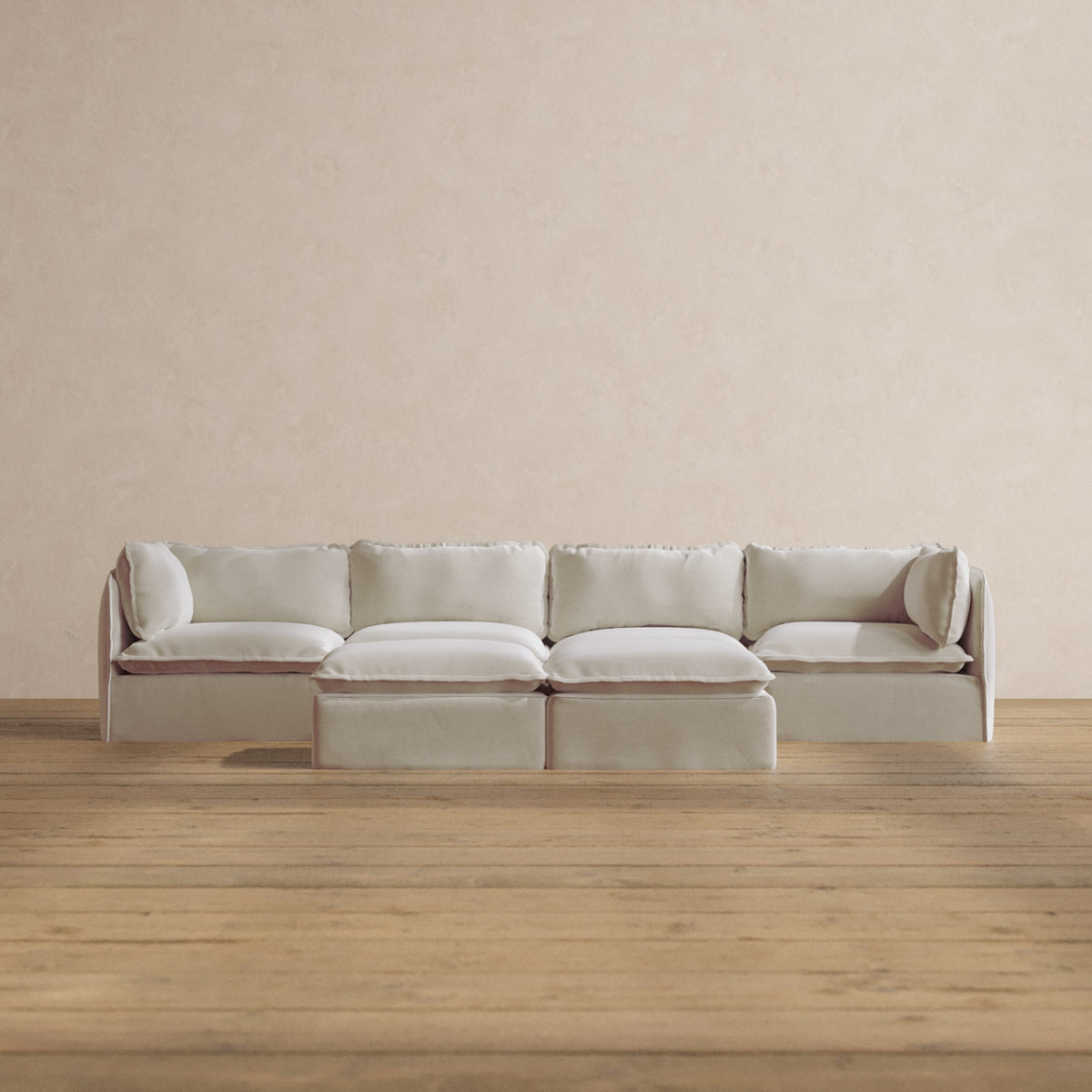 Modular Washable 4-Seater + Bench Ottoman in Coco | Deluxe+ Seat | Clo – Anabei