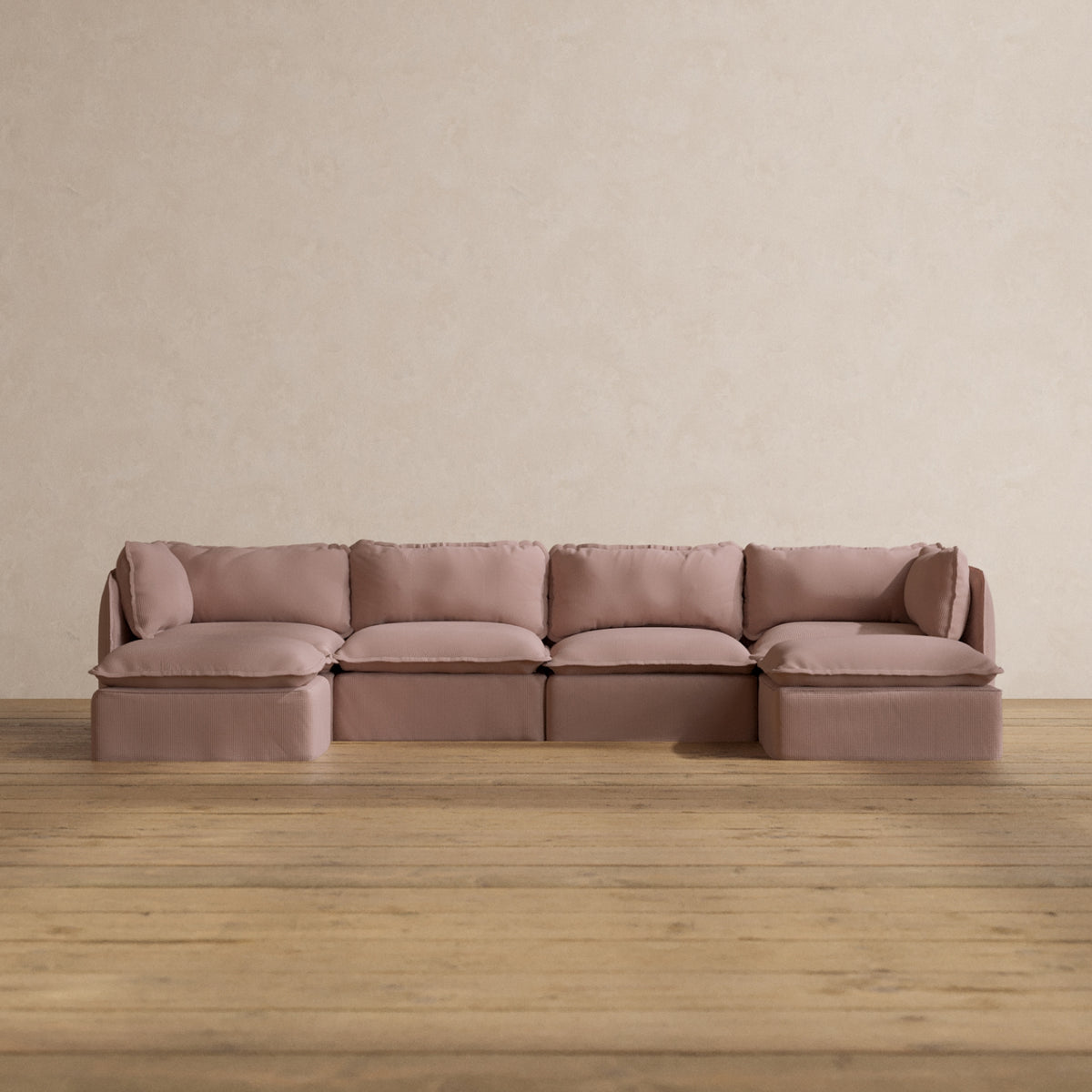 Modular Washable 4-Seater U-Sectional in Sakura | Deluxe+ Seat | Cloud – Anabei