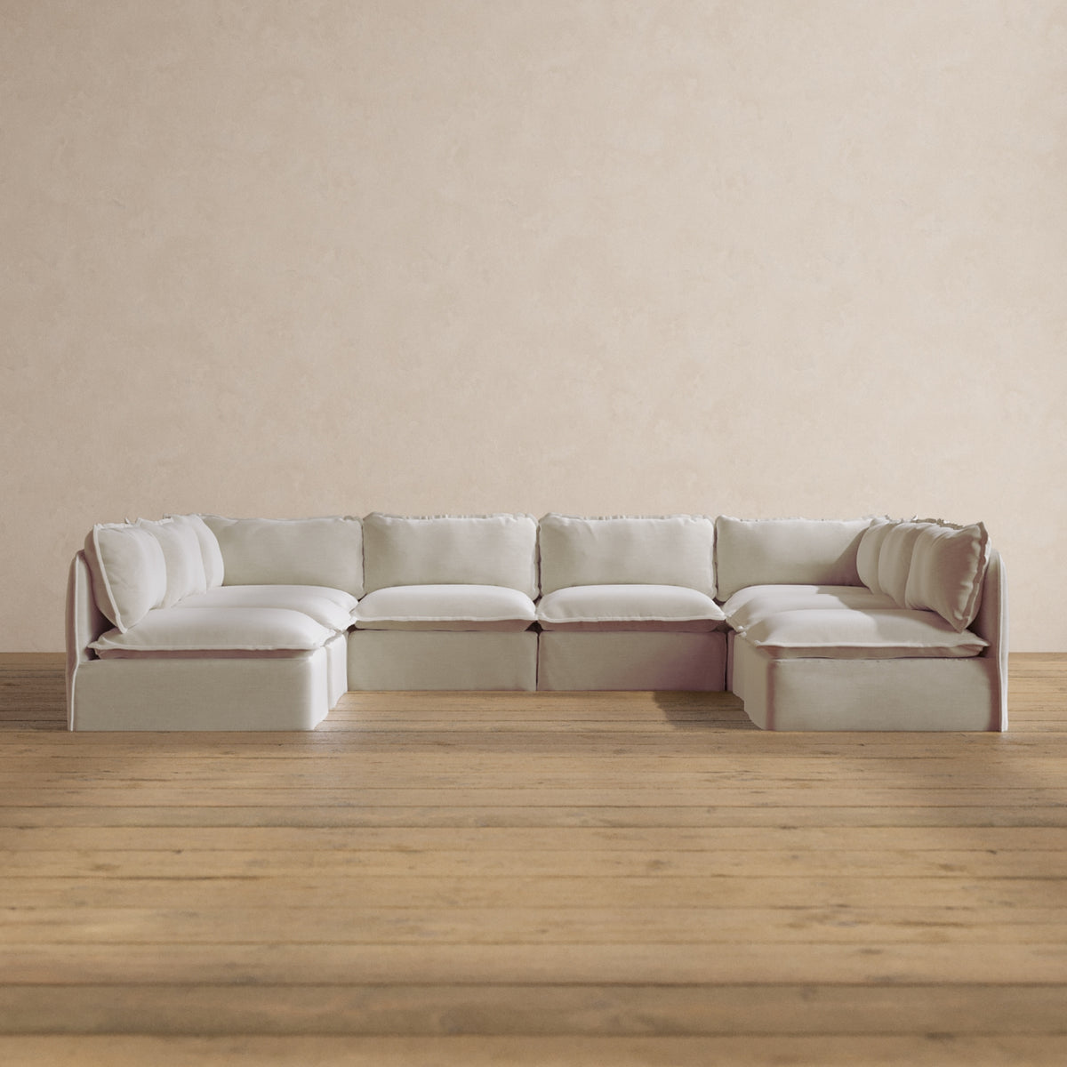 Modular Washable 8-Seater Open-Ends U-Sectional in Coco | Deluxe+ Seat – Anabei