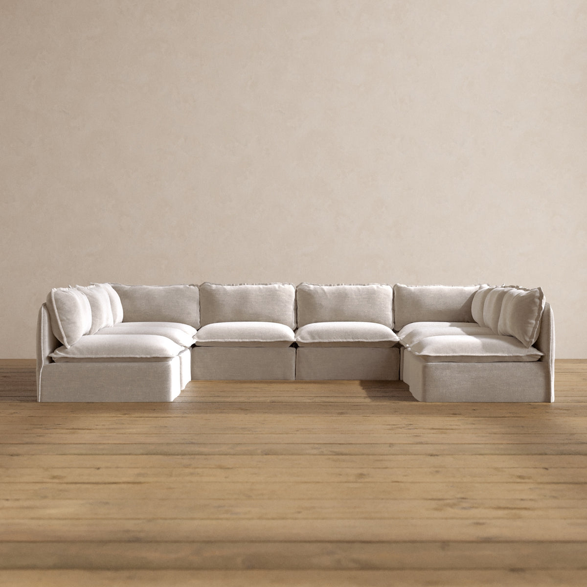 Modular Washable 8-Seater Open-Ends U-Sectional in Mist | Deluxe+ Seat – Anabei