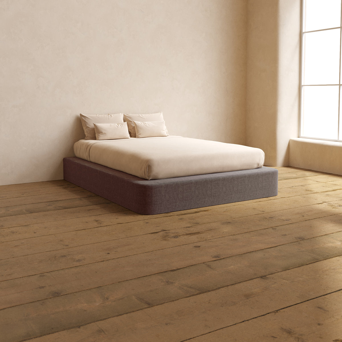 Queen Upholstered Platform Bed | Heirloom Velvet in Caviar – Anabei