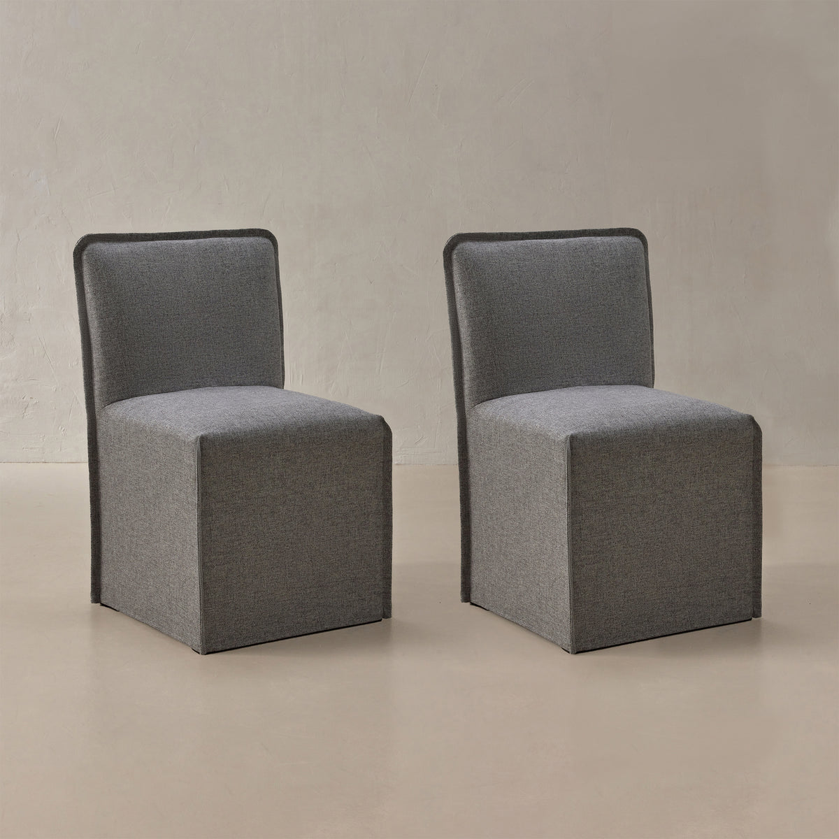 Washable Upholstered Dining Chair | 15” Back Height in Ash (Set of 2 ...