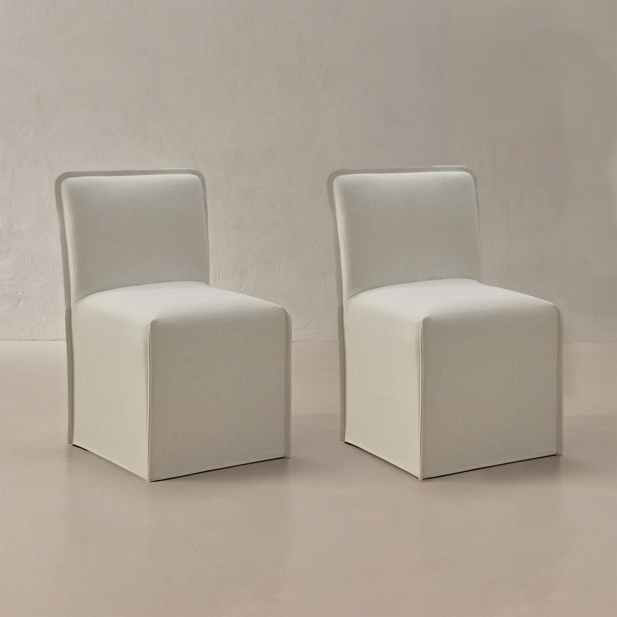 Washable Upholstered Dining Chair | 15” Back Height in Eggshell (Set o ...