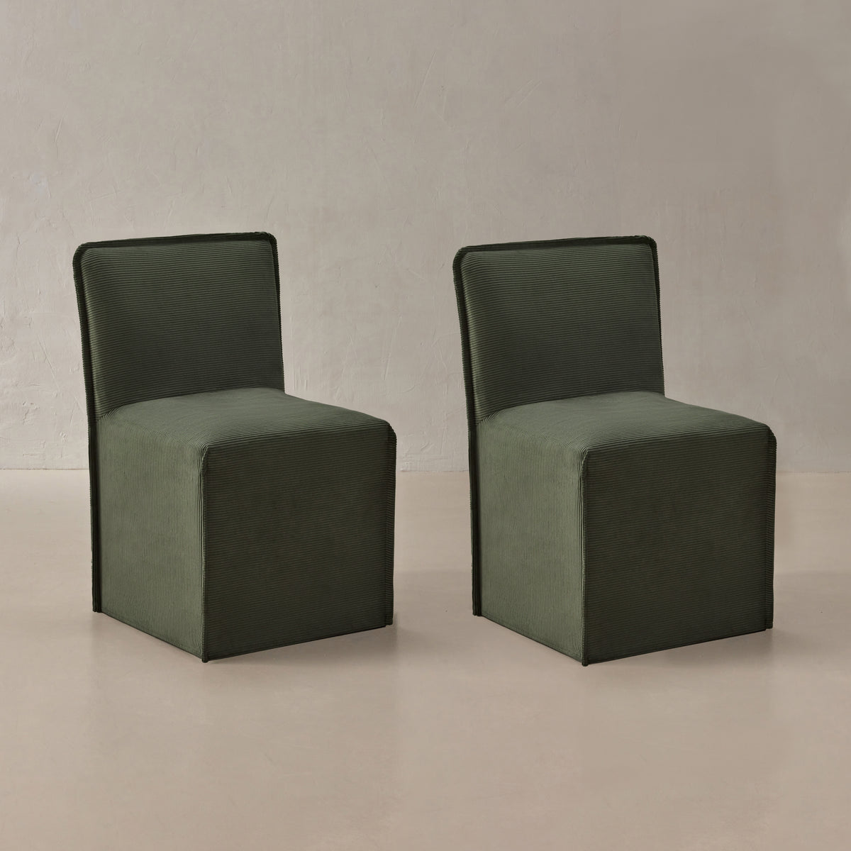 Washable Upholstered Dining Chair | 15" Back Height in Olivine (Set of ...