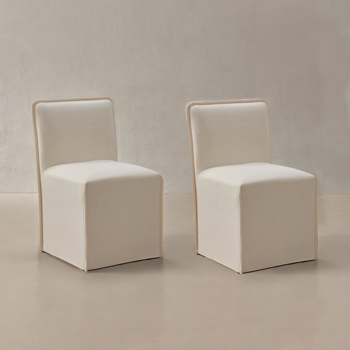 Washable Upholstered Dining Chair | 15" Back Height in Powder (Set of ...