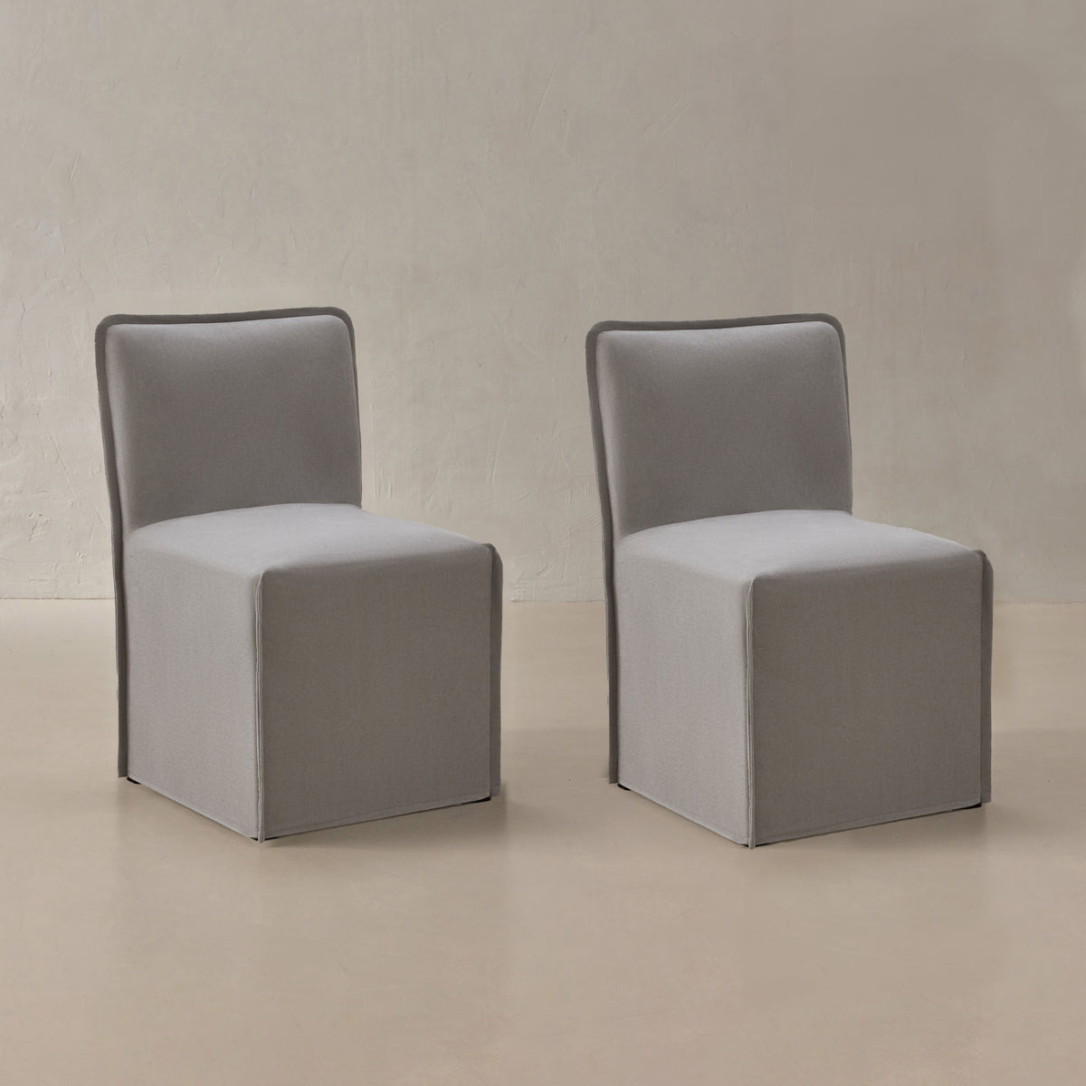 Washable Upholstered Dining Chair | 15" Back Height in Pumice (Set of ...