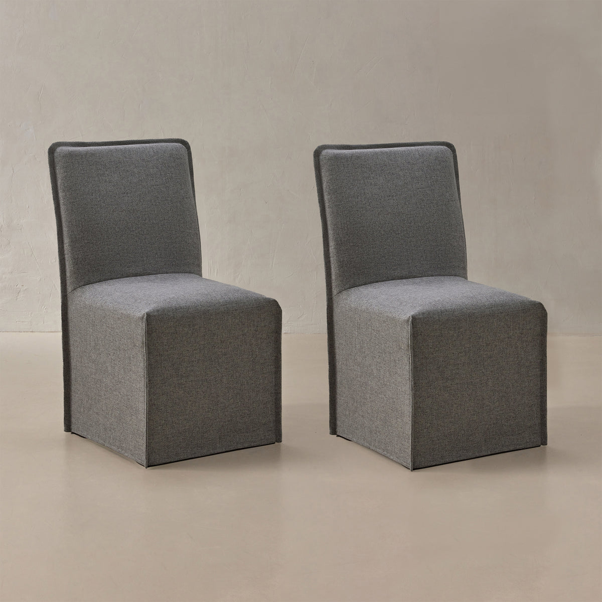 Washable Upholstered Dining Chair | 19” Back Height in Ash (Set of 2 ...