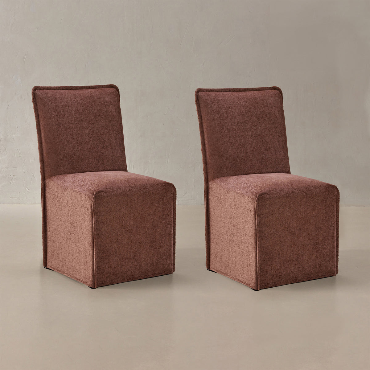 Washable Upholstered Dining Chair | 19” Back Height in Chestnut (Set o ...