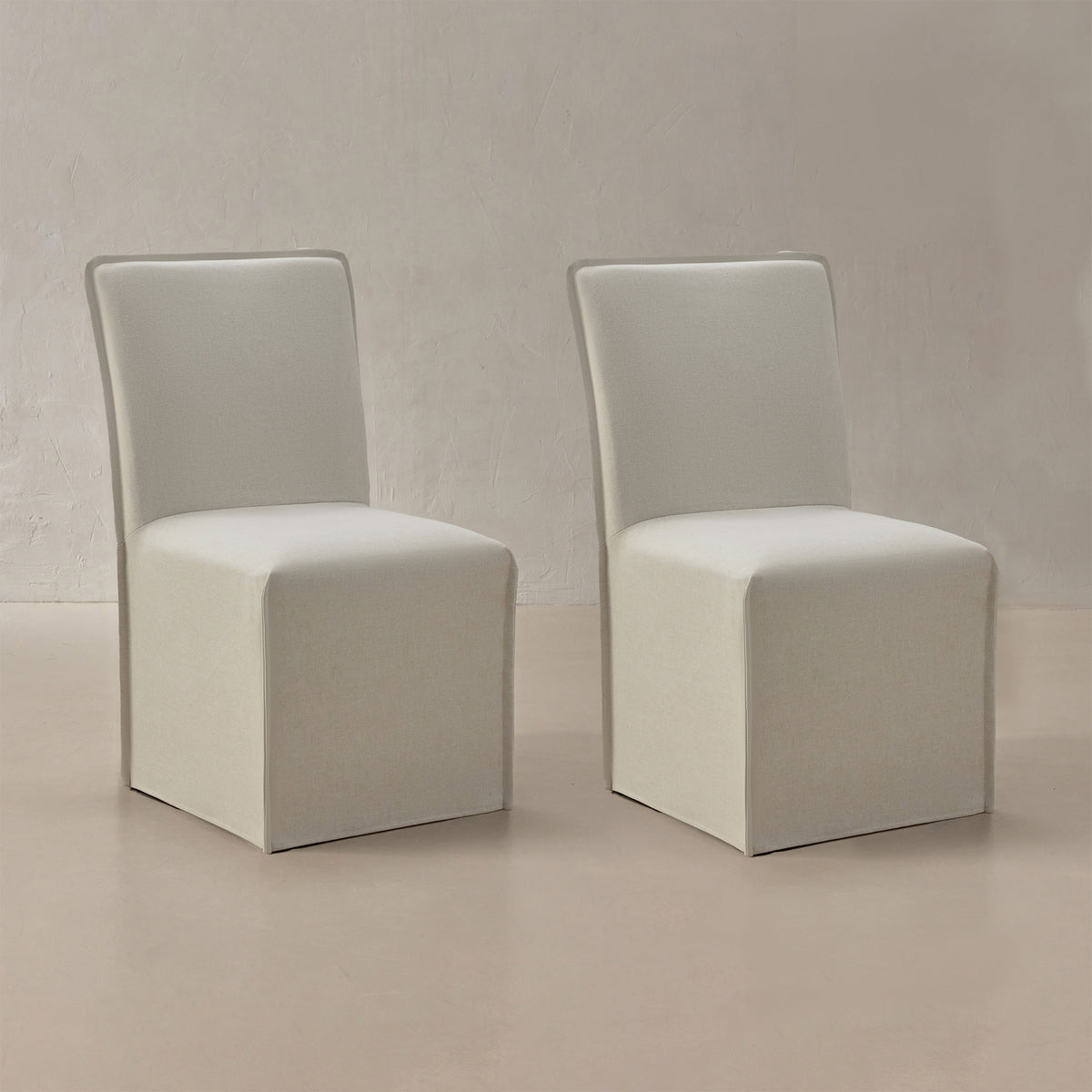 Washable Upholstered Dining Chair | 19” Back Height in Eggshell (Set o ...