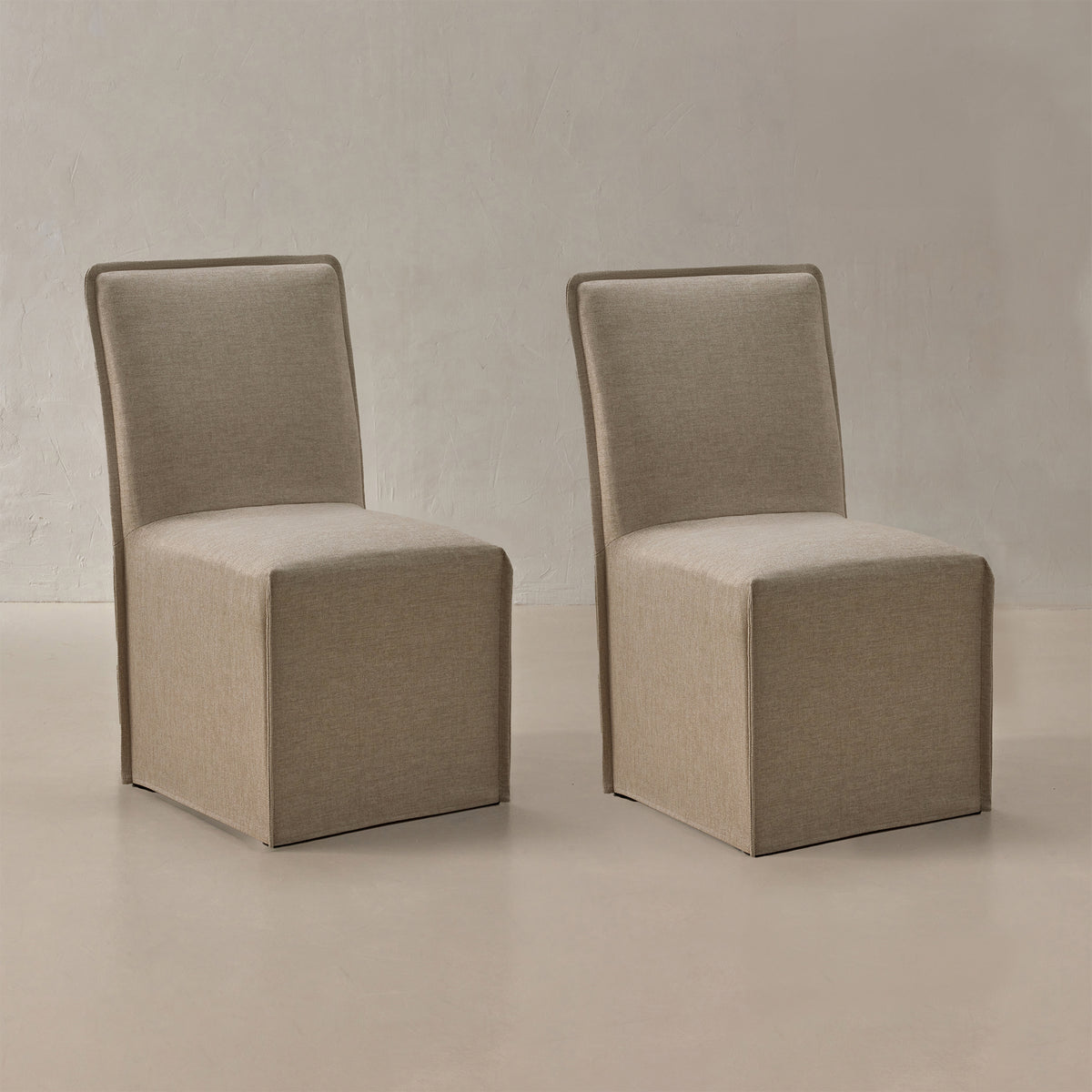 Washable Upholstered Dining Chair | 19” Back Height in Oat (Set of 2 ...