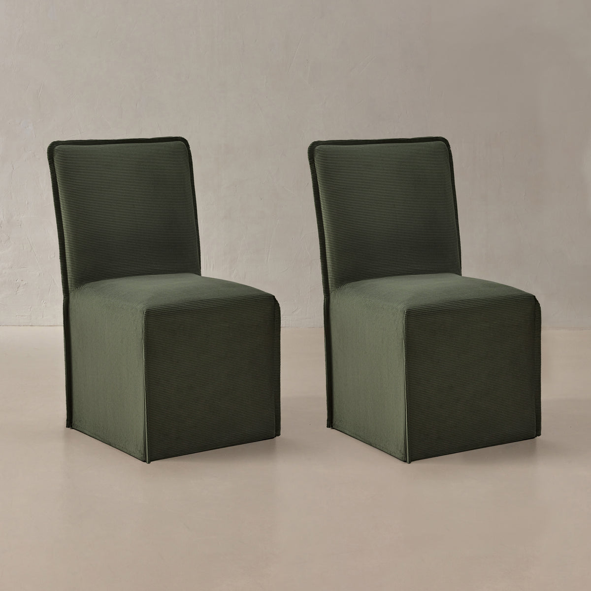 Washable Upholstered Dining Chair | 19” Back Height in Olivine (Set of ...