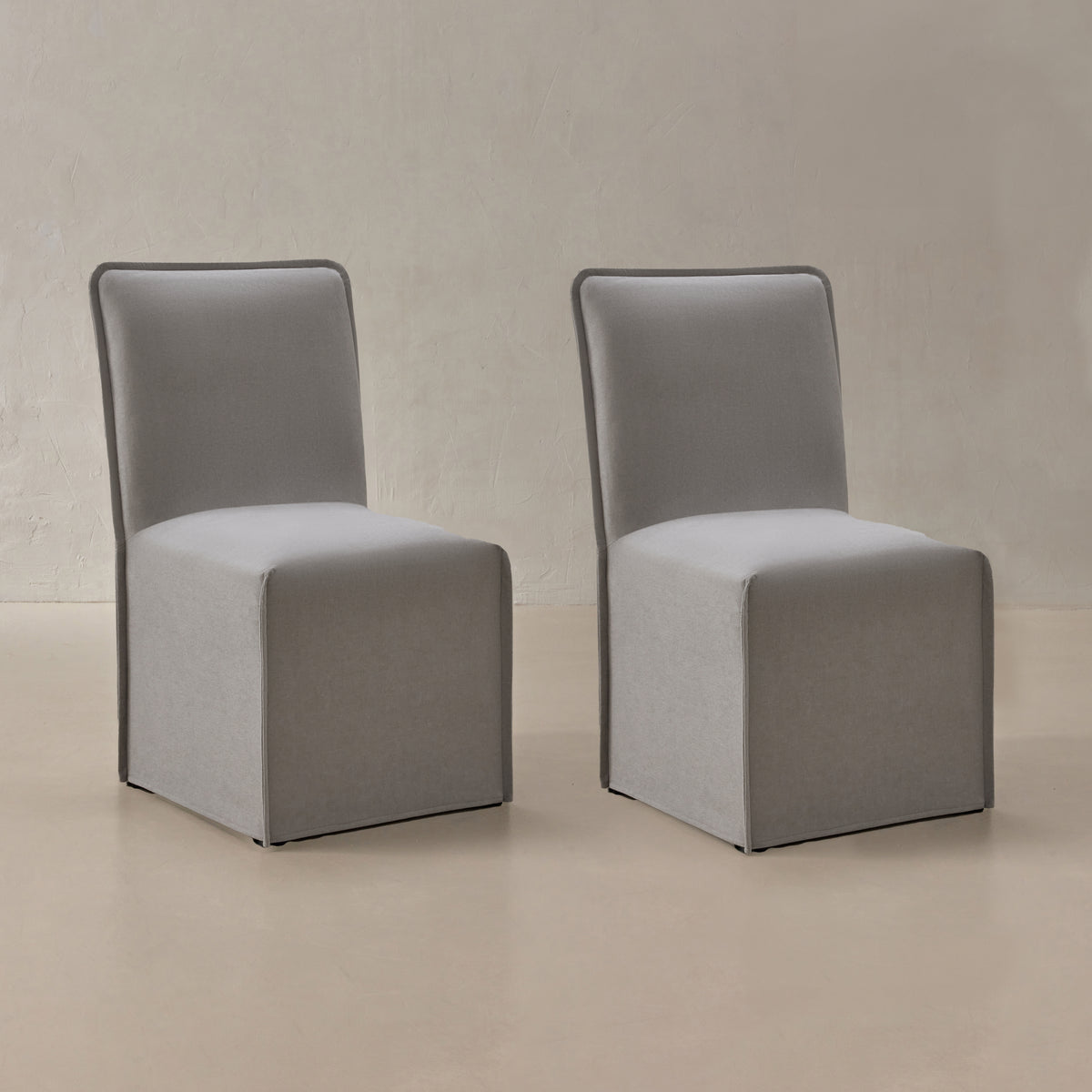 Washable Upholstered Dining Chair | 19” Back Height in Pumice (Set of ...