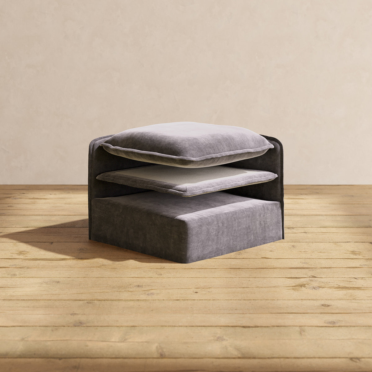 Elevate Comfort Layer Set for Ottoman | Luxury Velvet in Cinder – Anabei