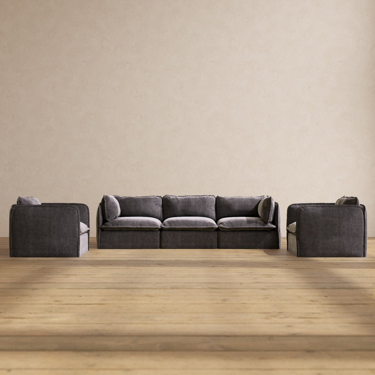 Modular Performance 3-Seater Sofa + Armchair Set in Cinder | Deluxe Bl ...