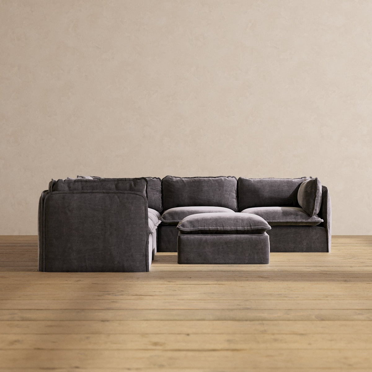 Modular Performance 5-Seater Corner Sectional + Ottoman in Cinder | De ...