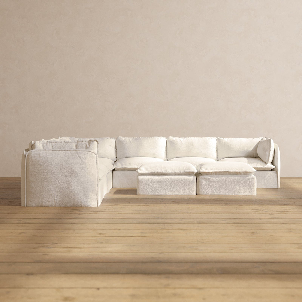 Modular Performance 7-Seater Corner Sectional + Bench Ottoman in Mouss ...