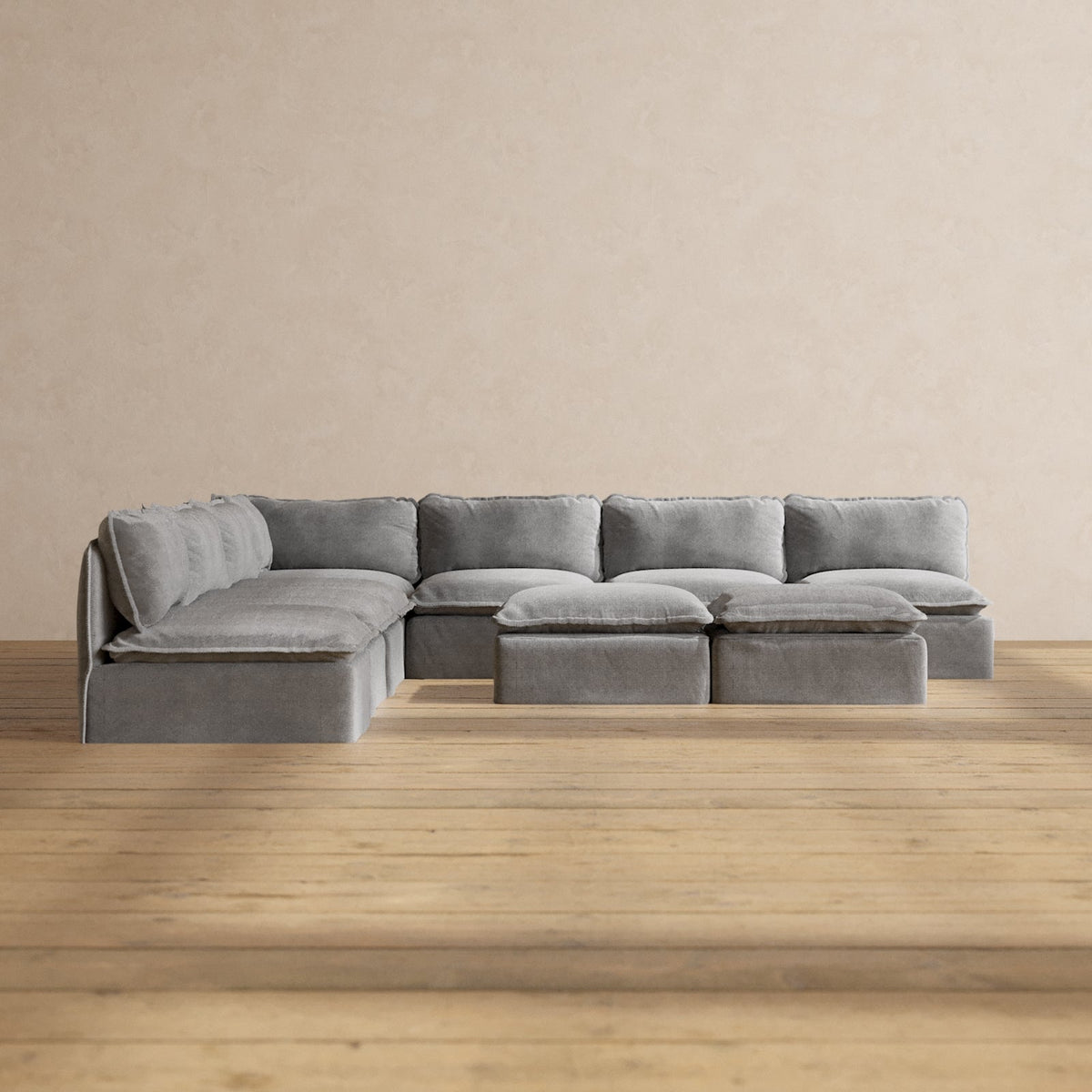 Modular Performance 7-Seater Open-Ends Corner Sectional + Bench Ottoma ...
