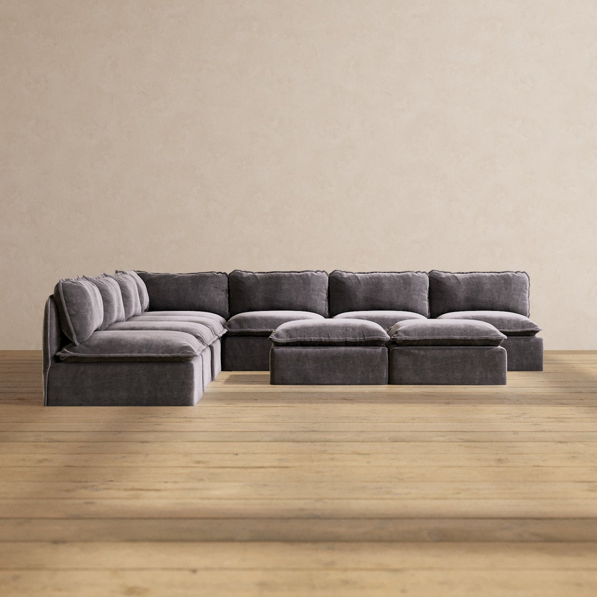 Modular Performance 7-Seater Open-Ends Corner Sectional + Bench Ottoma ...