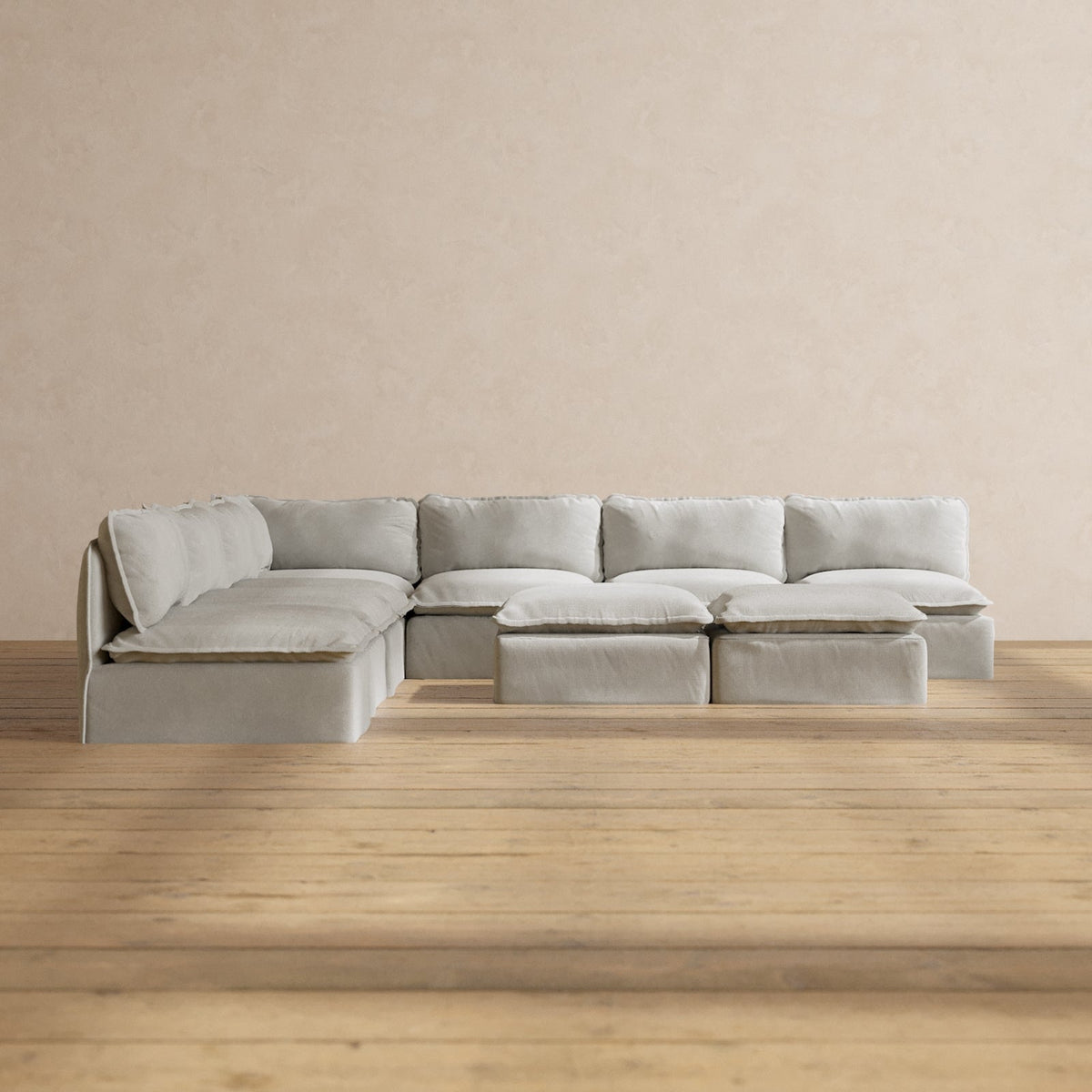 Modular Performance 7-Seater Open-Ends Corner Sectional + Bench Ottoma ...