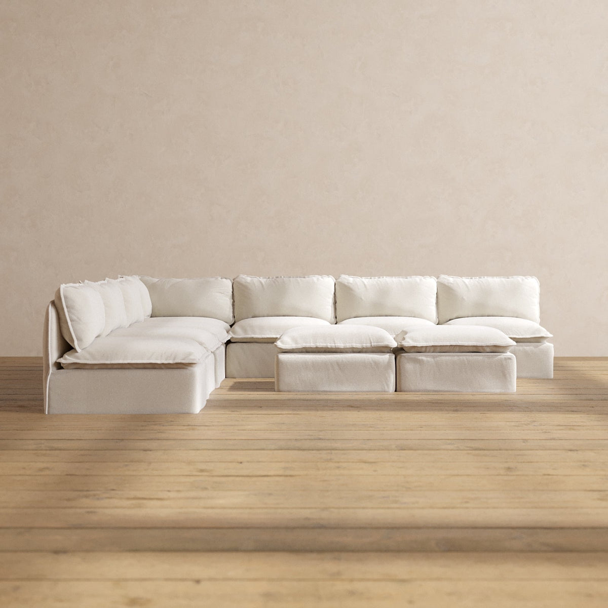 Modular Performance 7-Seater Open-Ends Corner Sectional + Bench Ottoma ...