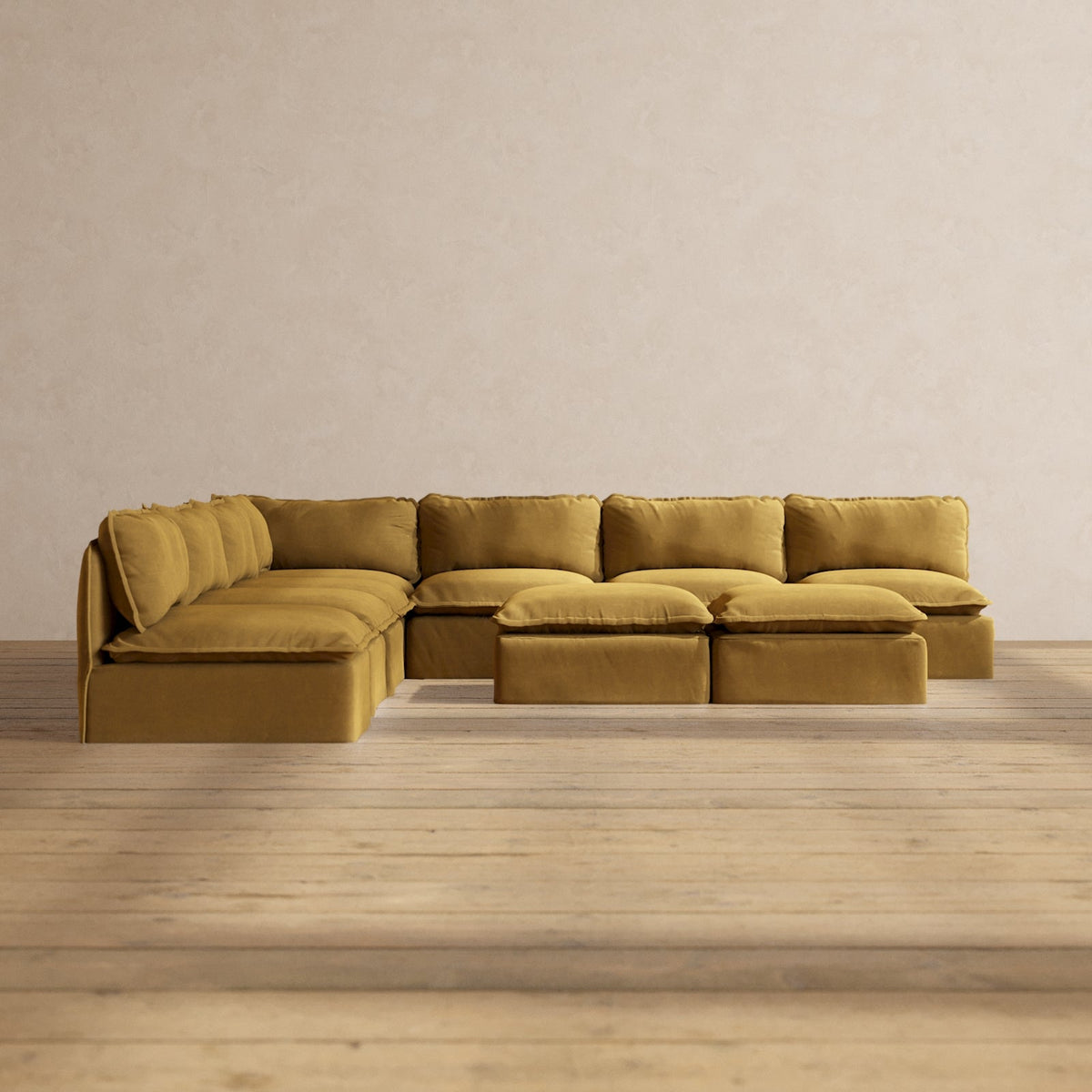Modular Performance 7-Seater Open-Ends Corner Sectional + Bench Ottoma ...