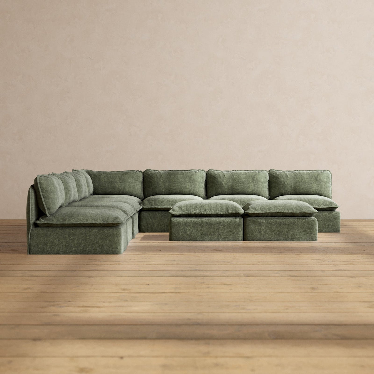 Modular Performance 7-Seater Open-Ends Corner Sectional + Bench Ottoma ...