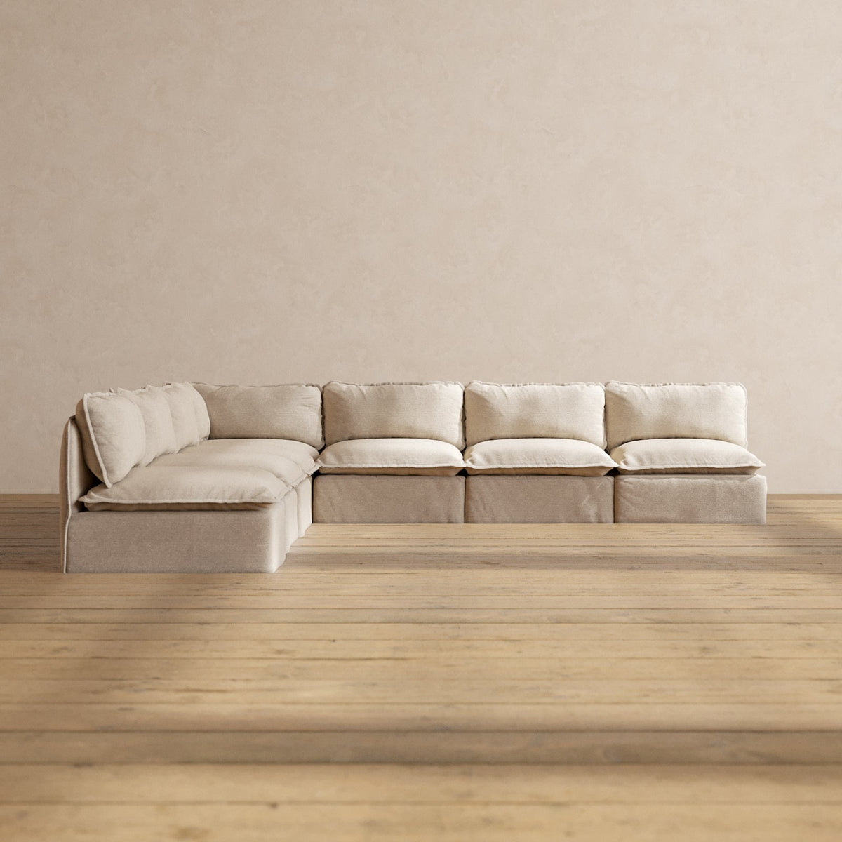 Modular Performance 7-Seater Open-Ends Corner Sectional in Oat | Delux ...