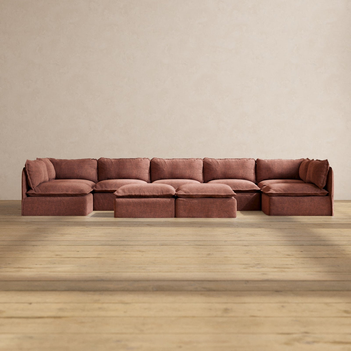 Modular Performance 7-Seater Open-Ends U-Sectional + Bench Ottoman in ...