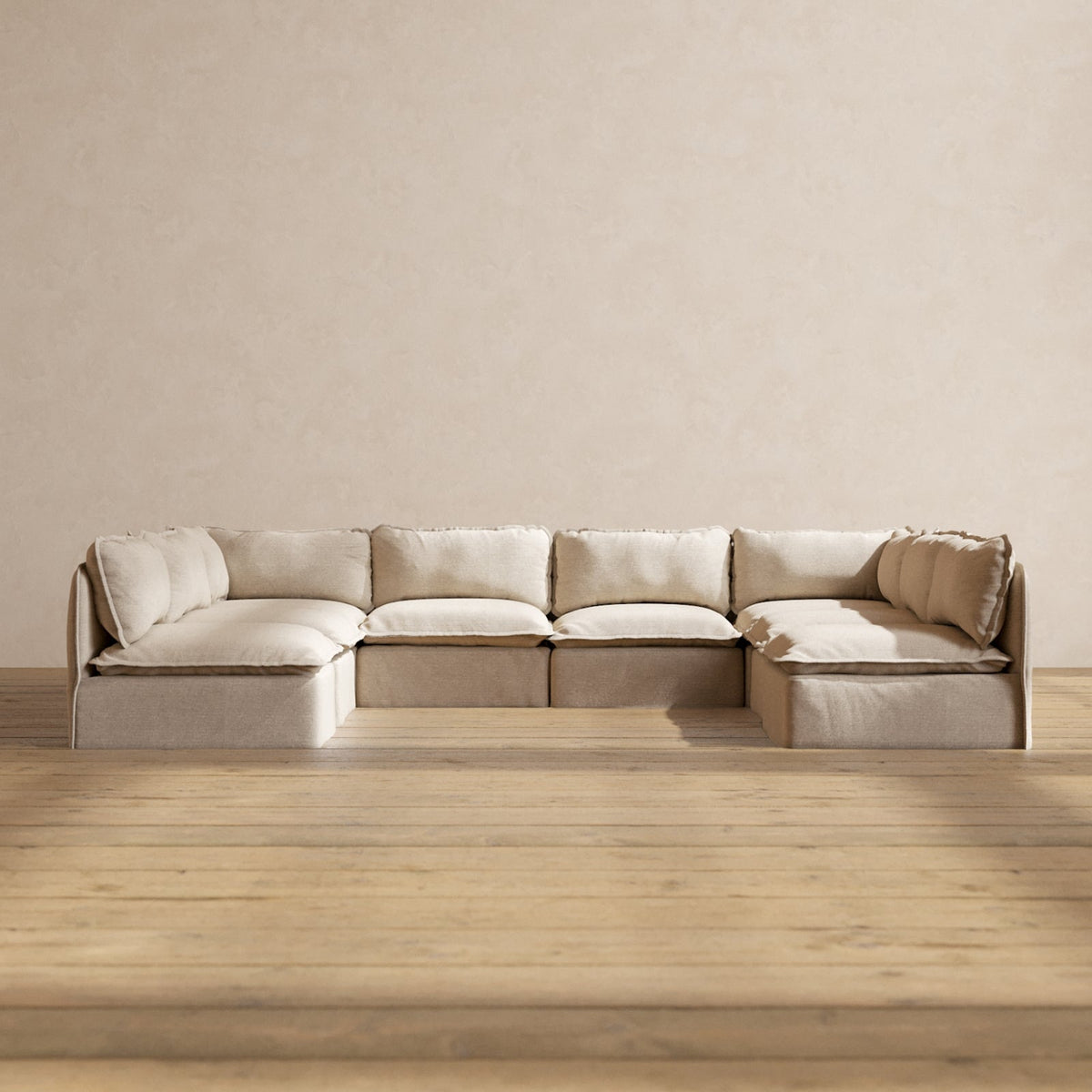 Modular Performance 8-Seater Open-Ends U-Sectional in Oat | Deluxe Ble ...