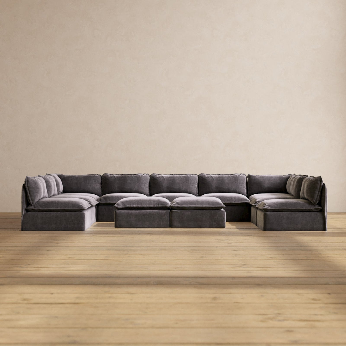 Modular Performance 9-Seater Open-Ends U-Sectional + Bench Ottoman in ...