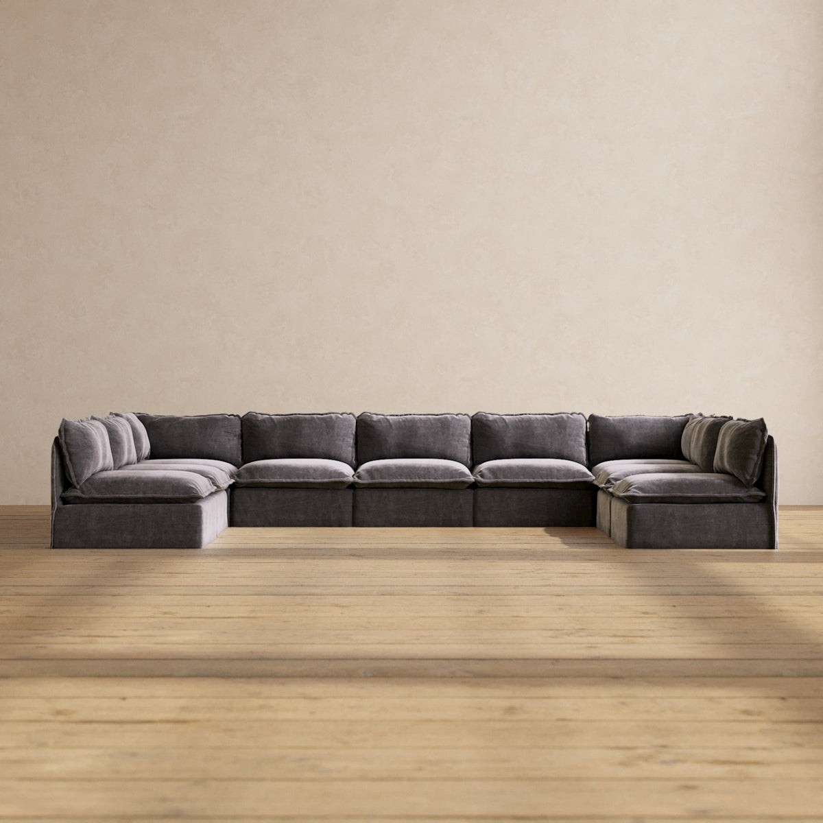 Modular Performance 9-Seater Open-Ends U-Sectional in Cinder | Deluxe ...