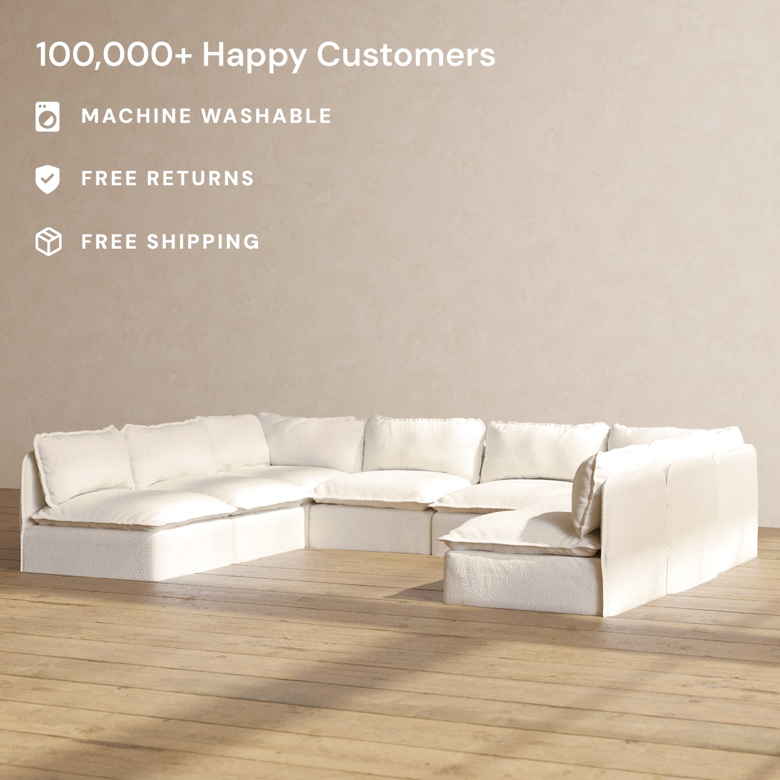 Modular Performance 8-Seater Open-Ends U-Sectional in Mousse | Relaxed ...