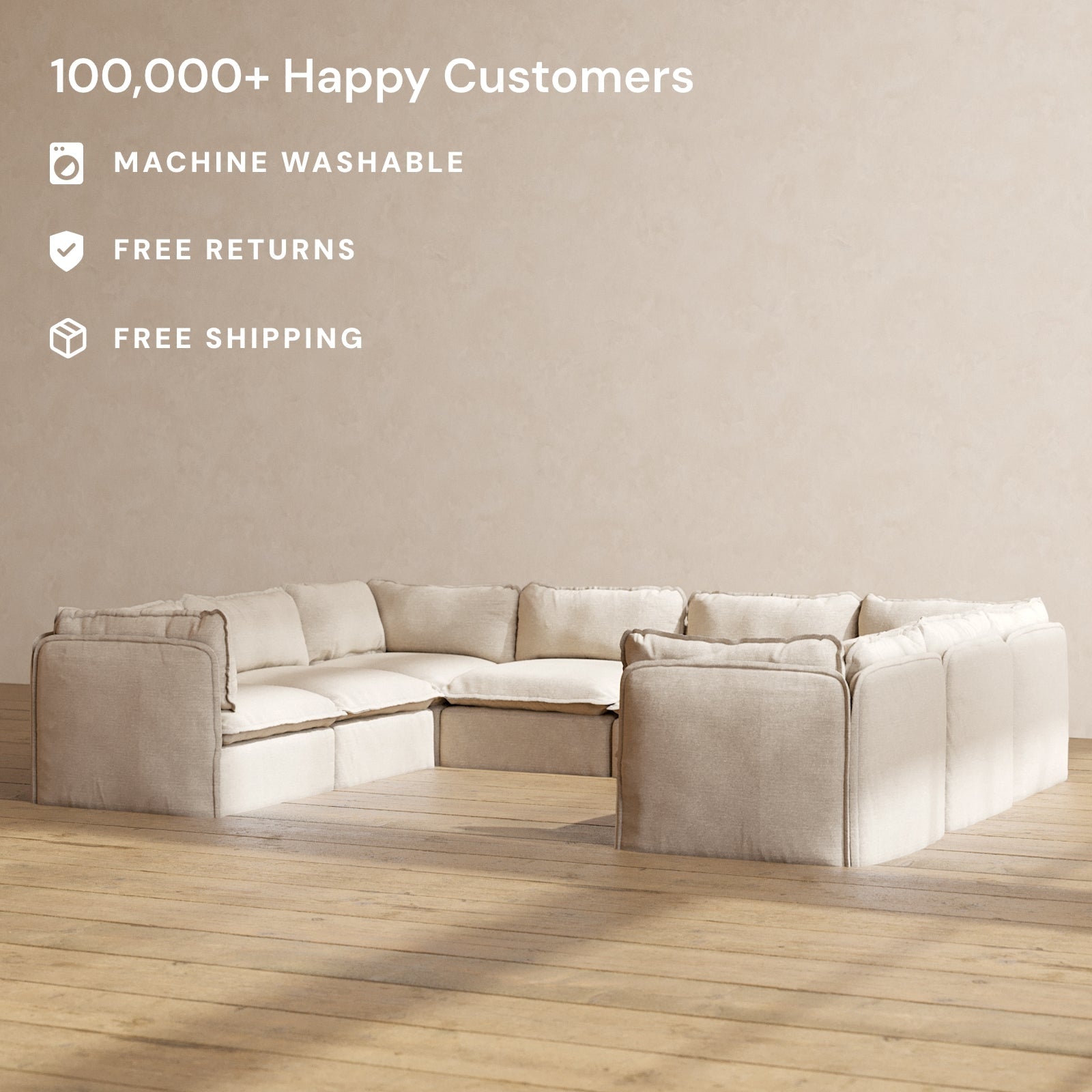 Modular Performance 8-Seater U-Sectional in Oat | Deluxe Blend – Anabei