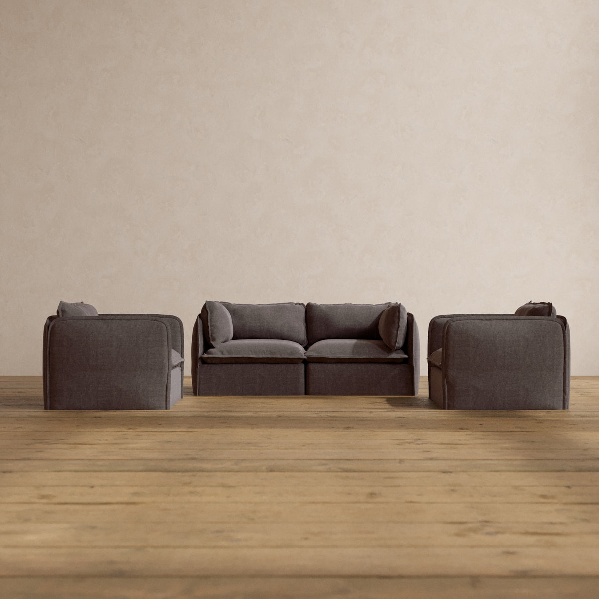 Modular Washable 2-Seater Sofa + Armchair Set in Caviar | Deluxe+ Seat ...