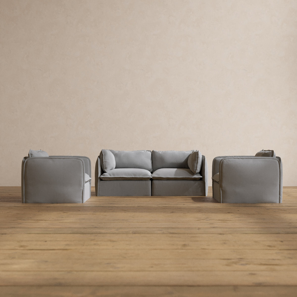 Modular Washable 2-Seater Sofa + Armchair Set in Pumice | Deluxe+ Seat ...