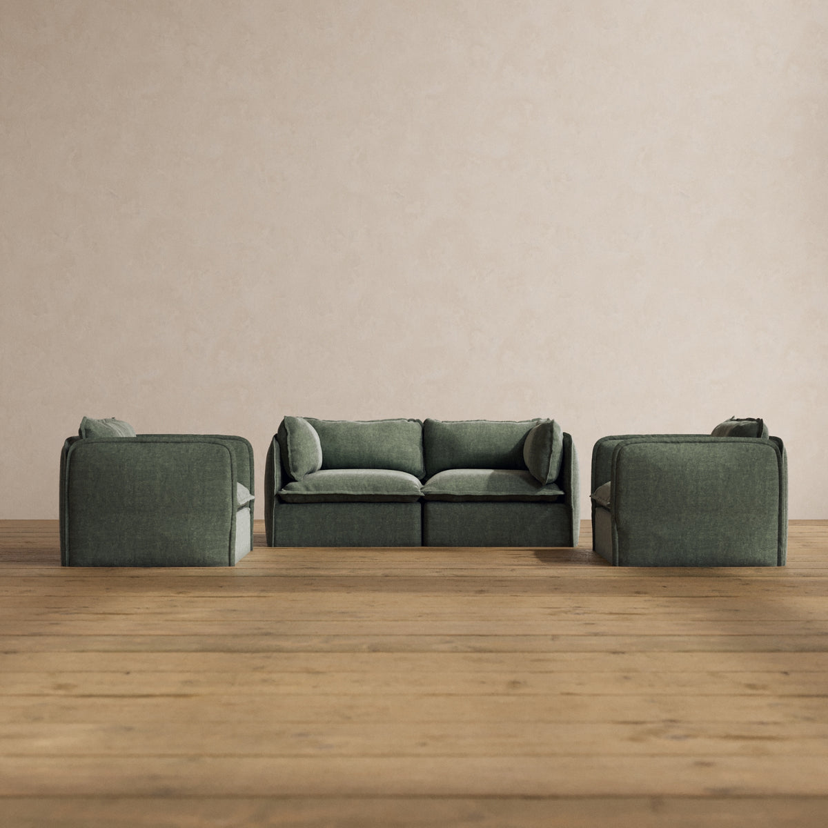 Modular Washable 2-Seater Sofa + Armchair Set in Willow | Memorix+ Sea ...