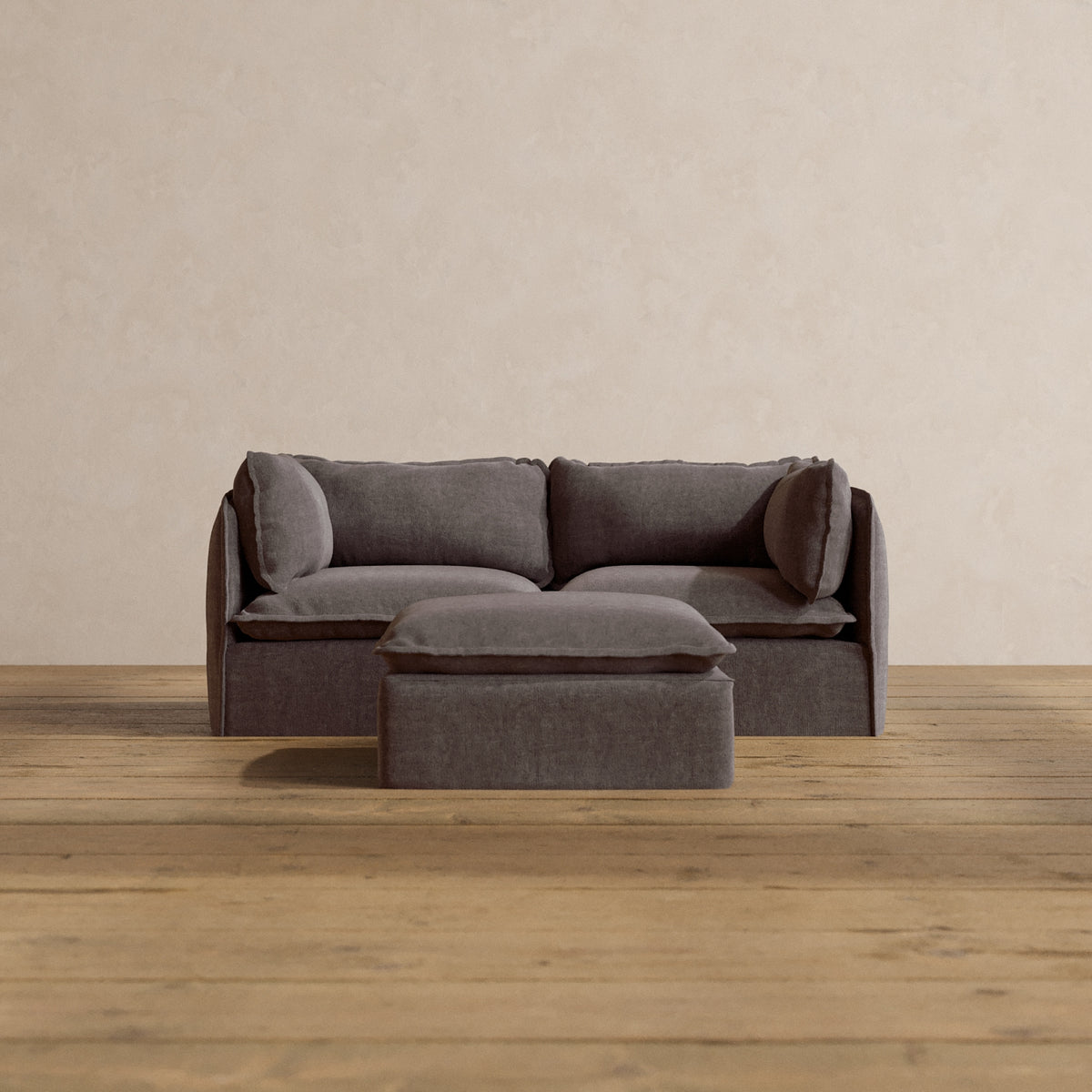Modular Washable 2-Seater + Ottoman in Caviar | Deluxe+ Seat | Cloud P ...