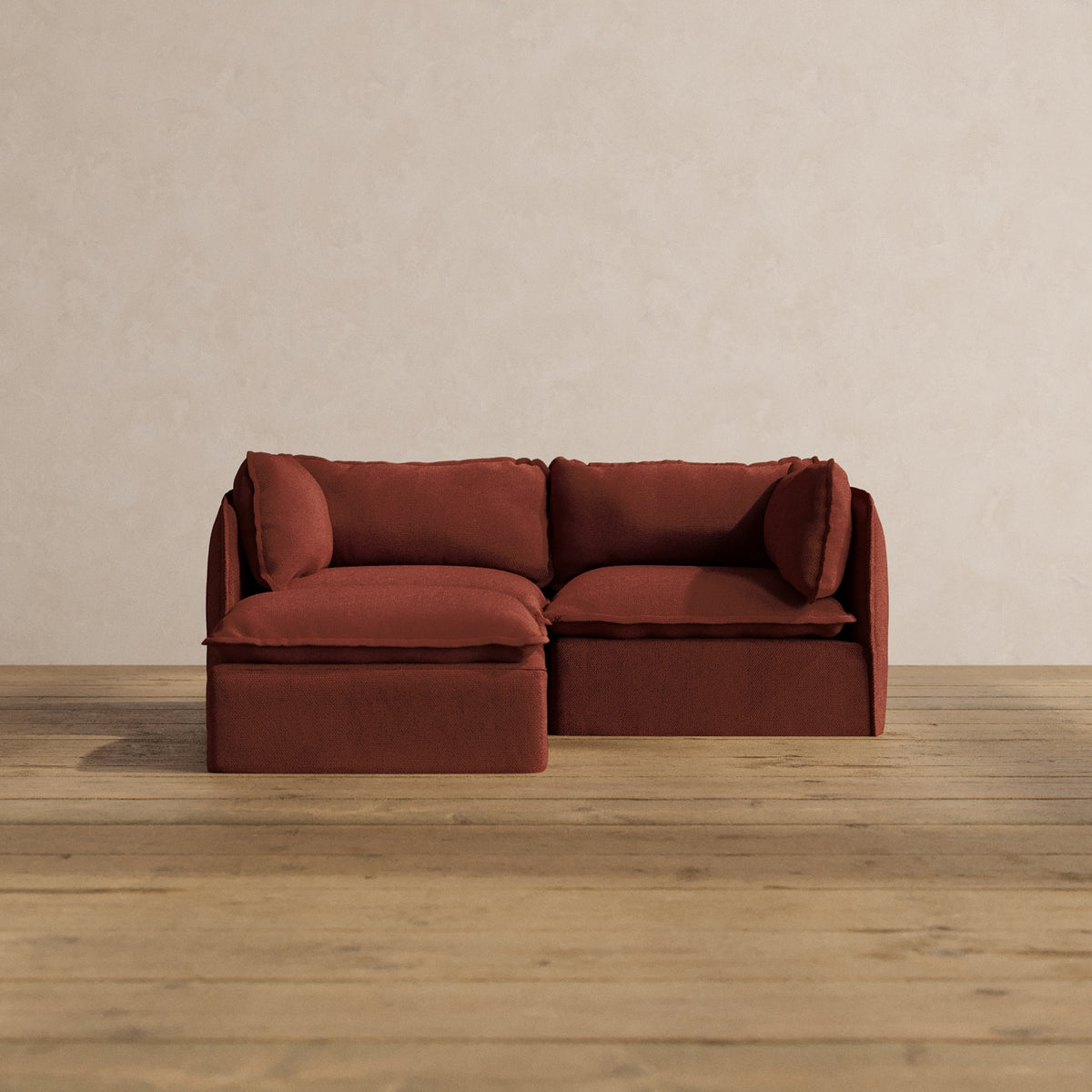 Modular Washable 2-Seater Sectional in Rust | Deluxe+ Seat | Cloud Pil ...