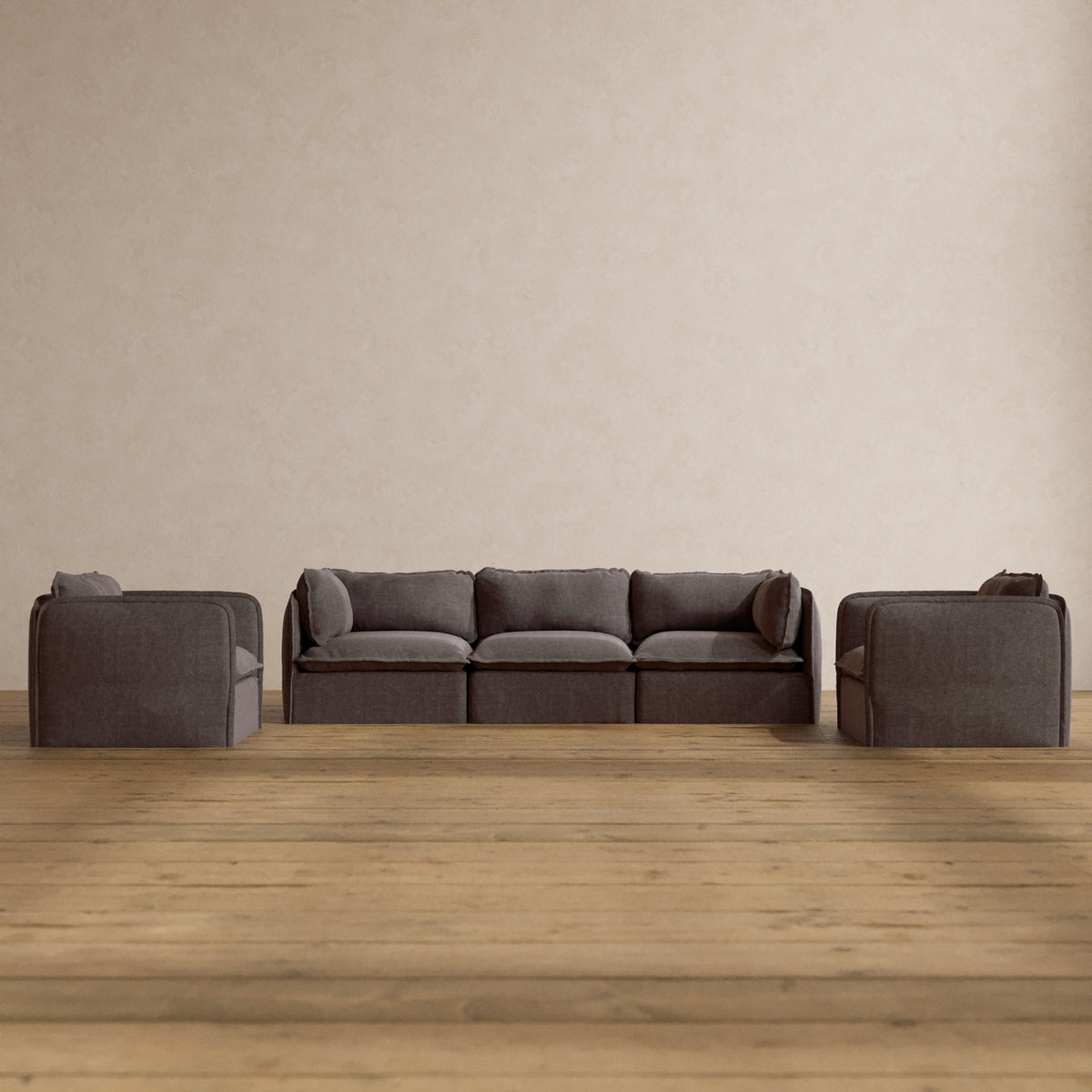 Modular Washable 3-Seater Sofa + Armchair Set in Caviar | Deluxe+ Seat ...