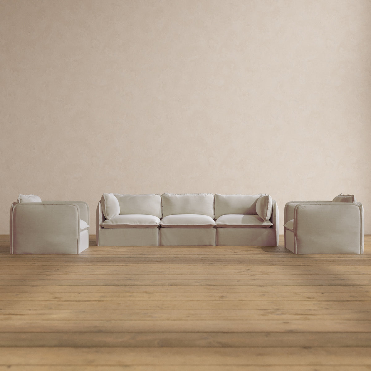 Modular Washable 3-Seater Sofa + Armchair Set in Coco | Deluxe+ Seat ...