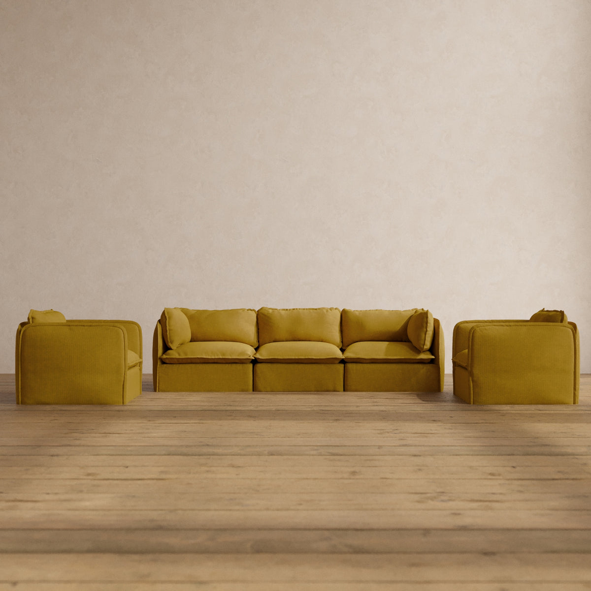 Slipcover Only - Modular Washable 3-Seater Sofa + Armchair Set in Kiir ...