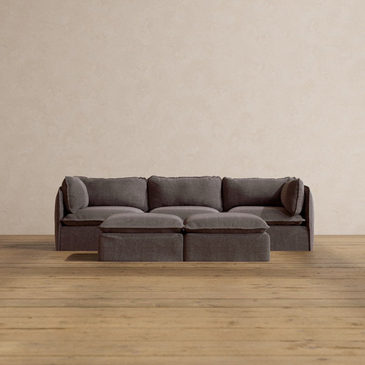 Modular Washable 3-Seater + Bench Ottoman in Caviar | Memorix+ Seat ...