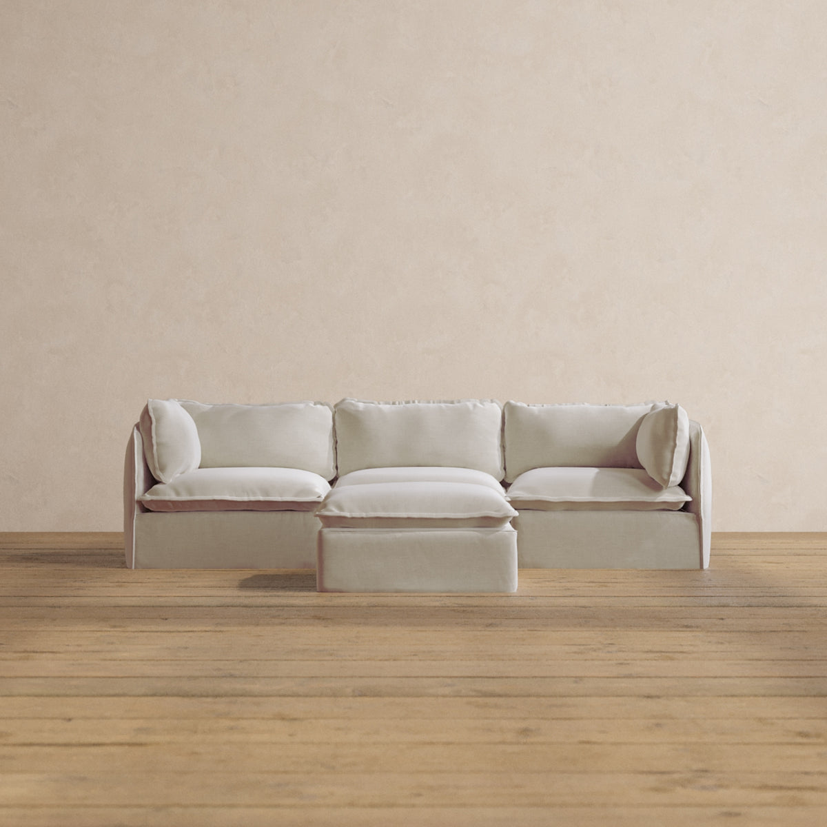Modular Washable 3-Seater + Ottoman in Coco | Deluxe+ Seat | Cloud Pil ...