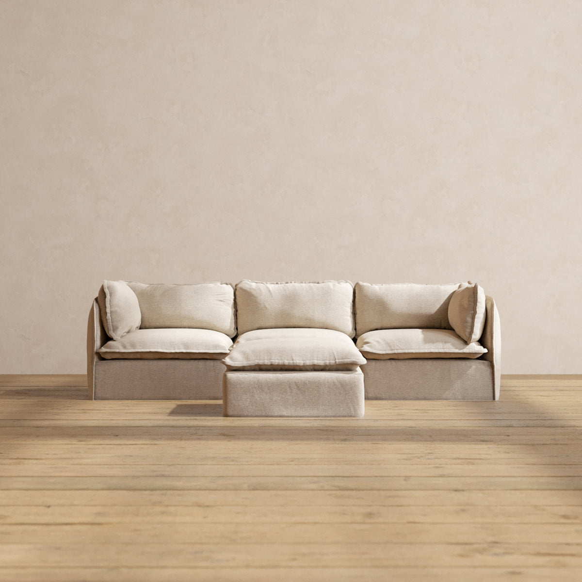 Slipcover Only - Modular Washable 3-Seater + Ottoman in Oat – Anabei