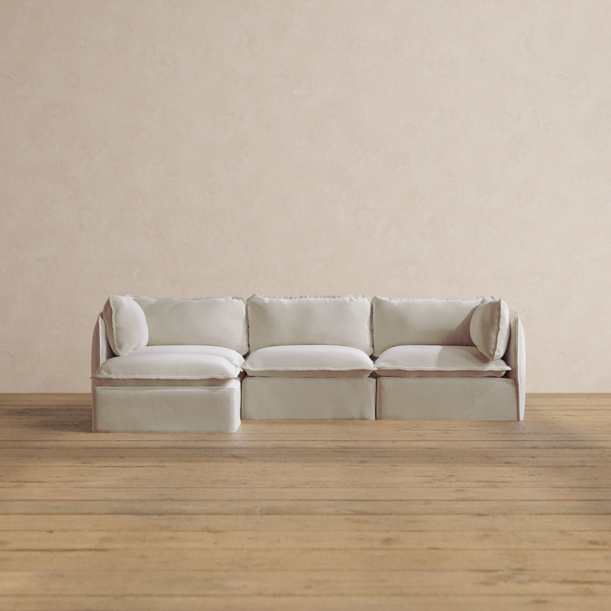 Modular Washable 3-Seater Sectional in Coco | Deluxe+ Seat | Cloud Pil ...