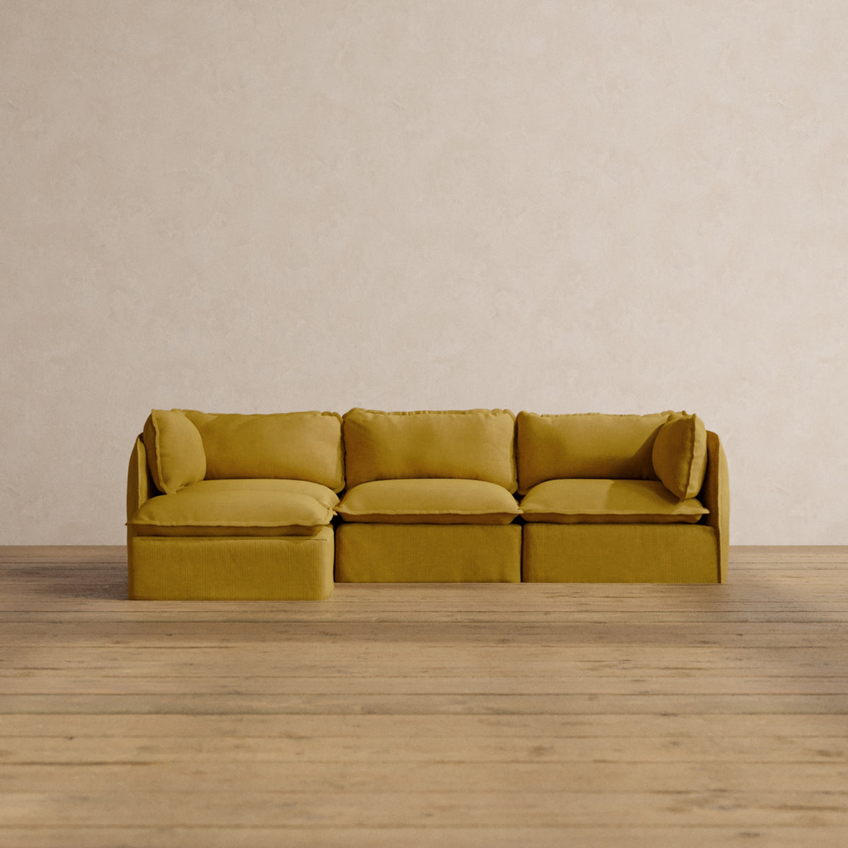 Modular Washable 3-Seater Sectional in Kiiro | Deluxe+ Seat | Cloud Pi ...