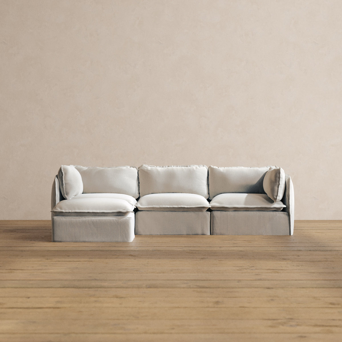 Modular Washable 3-Seater Sectional in Milk | Deluxe+ Seat | Cloud Pil ...