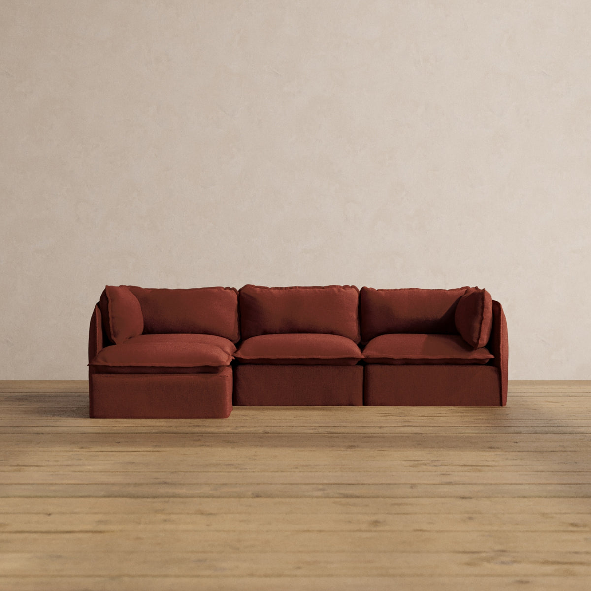 Modular Washable 3-Seater Sectional in Rust | Deluxe+ Seat | Cloud Pil ...